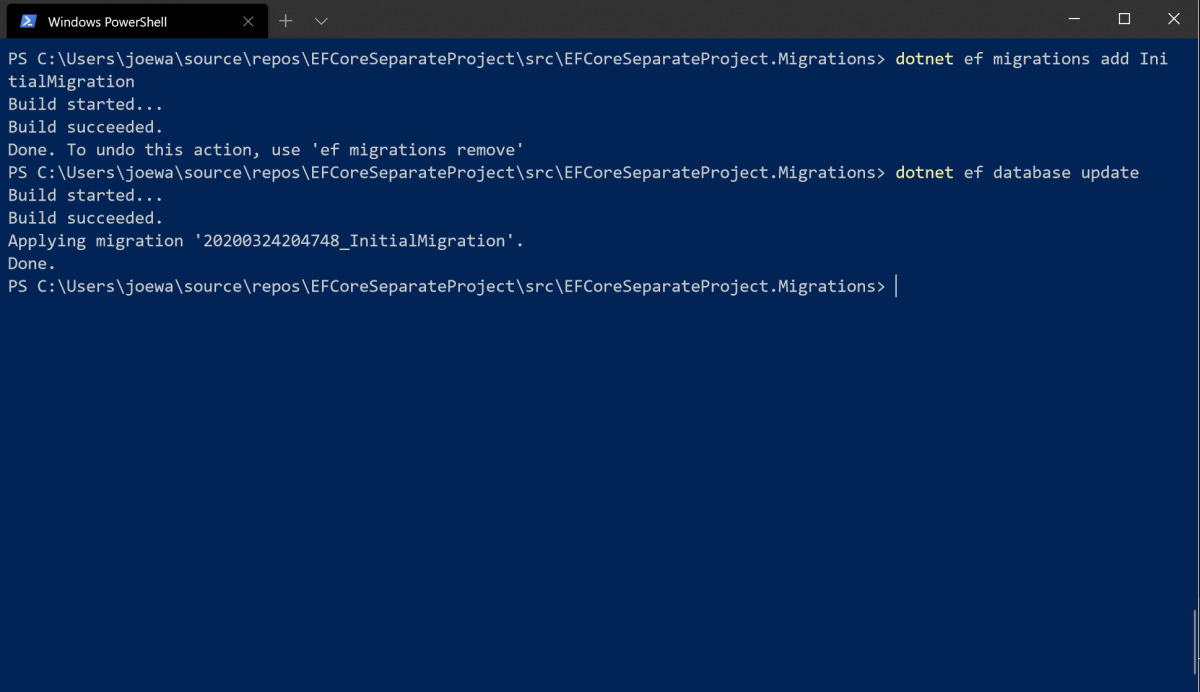Separating Ef Core Migrations Joe Blogs